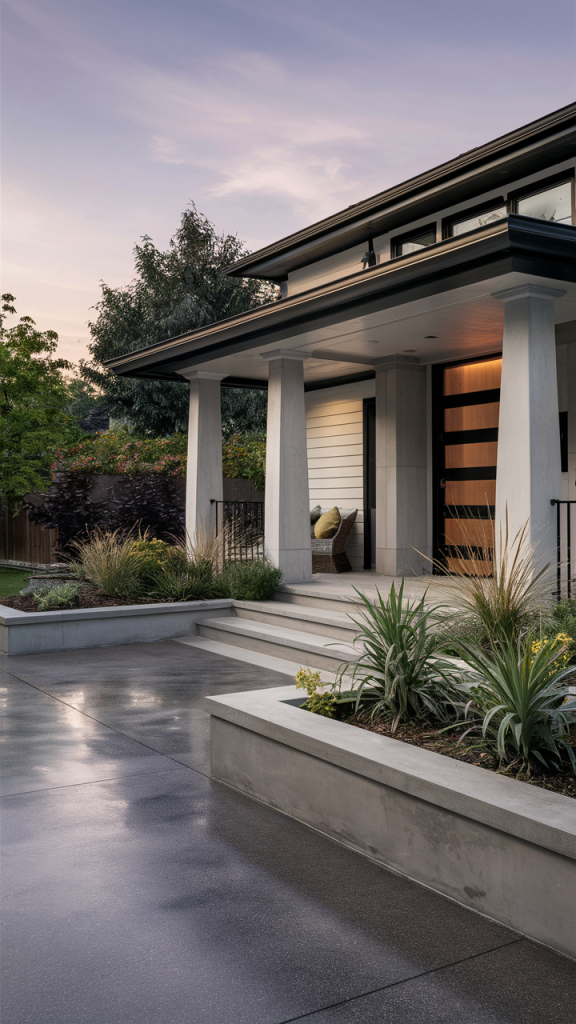 24 Modern Driveway Ideas | Concrete, Stones, Lights & Landscaping for ...